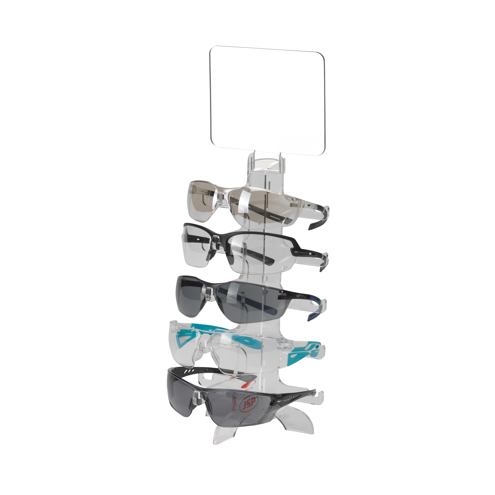 Swiss One and JSP Spectacle Display Stand Complete with Mirror (Holds 5)
